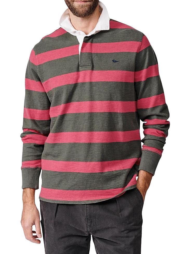 AUBIN irnham long sleeve collared rugby shirt